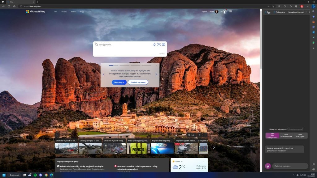 Nowy Bing został zintegrowany w przeglądarkę Microsoft Edge