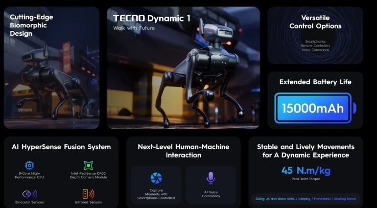 Tecno prezentuje psiego robota korzystającego z AI